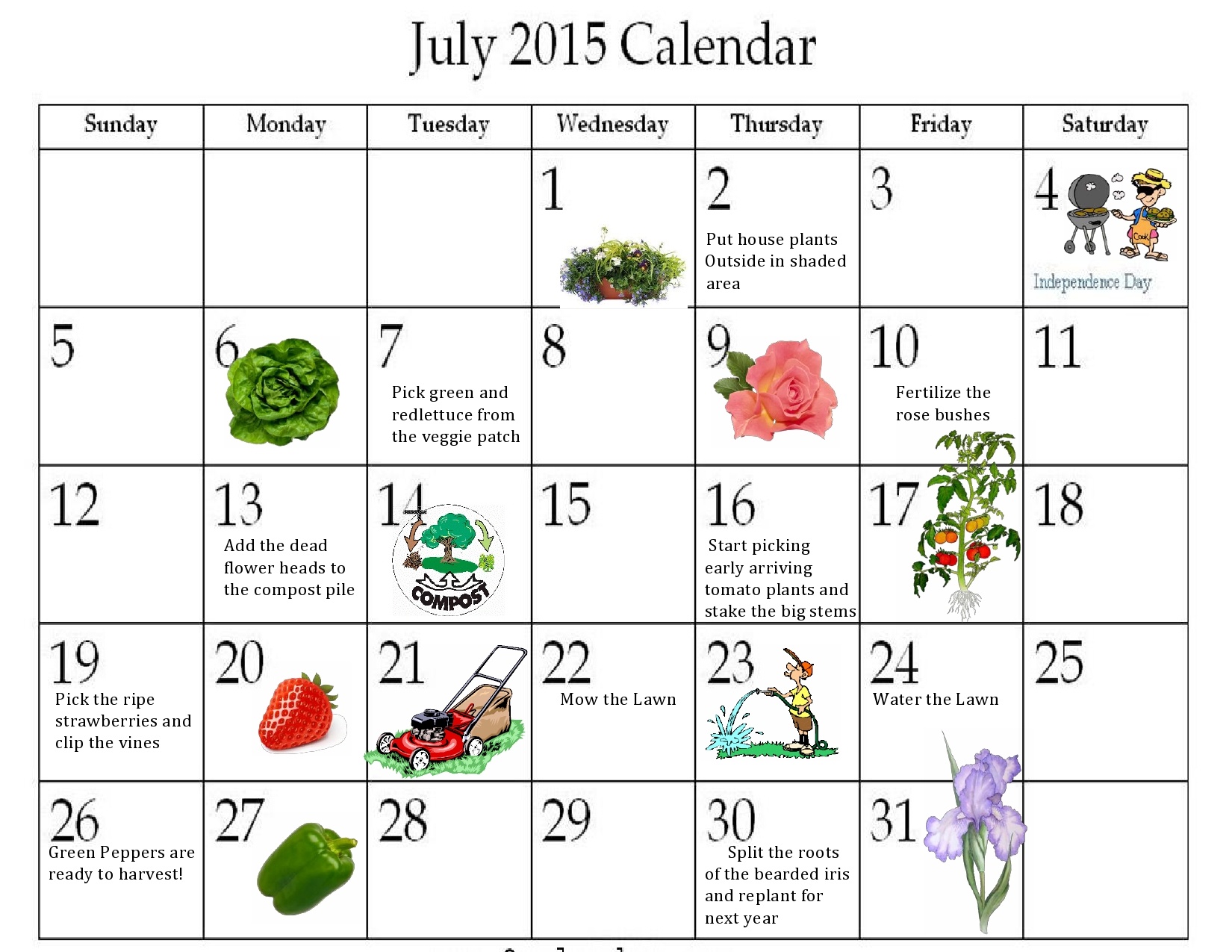 Gardening Calendar for July